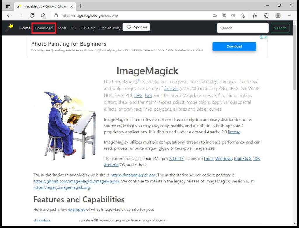 ImageMagick Win10 convert exe 